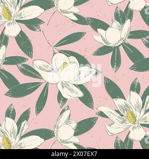 Pink magnolia flower seamless pattern Stock Vector Image & Art - Alamy