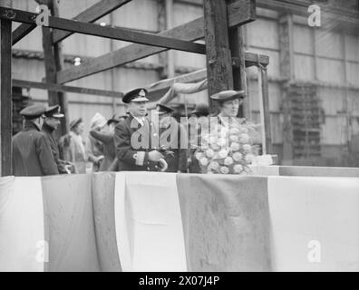 BRITISH SUBMARINE LAUNCHED. 19 JUNE 1943, BARROW ON FURNESS. THE LAUNCH ...
