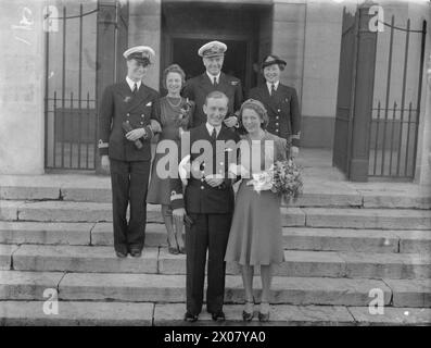 ALL-NAVAL WEDDING AT GIBRALTAR. 1942, CHIEF PETTY OFFICER BARBARA DE B ...
