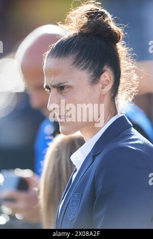 Spain coach Montse Tome during a press conference at Wembley Stadium ...