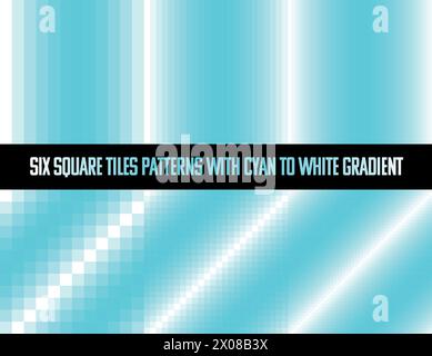 Cyan to white gradient in square tiles, seamless vector pattern ...