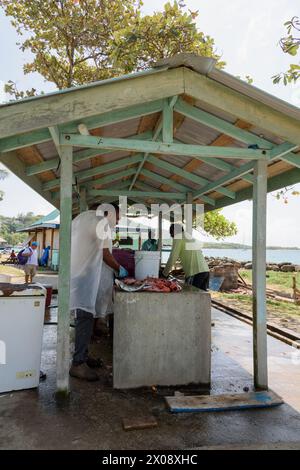 The local fish market in Britannia Bay, Lovell Village, Mustique Island ...