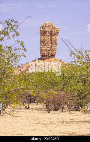 Famous tall rock formation the Vingerklip or Fingerklippe in Namibia ...