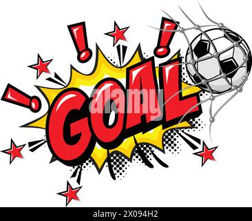 Goal football soccer comic icon. Ball and explosion text speech bubble ...