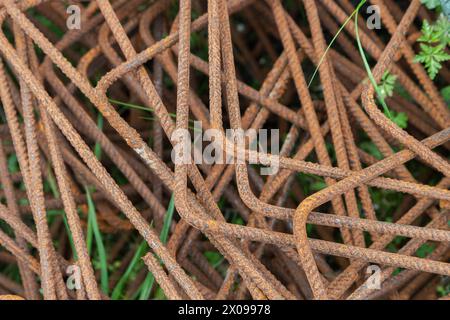 Iron metal rusty reinforcement in concrete and industrial reinforced ...