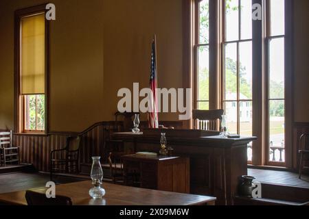 19th century courthouse courtroom antique furniture Stock Photo - Alamy