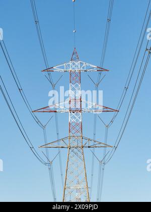 Steel pylons used to support power lines and overhead cables of high ...