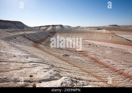 Mangystau desert landmark, Kyzylkup area, Kazakhstan. Rock strata ...
