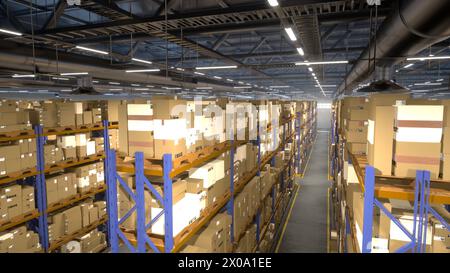 Distribution center housing merchandise for supply chain activities ...