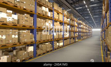 Distribution center housing merchandise for supply chain activities ...