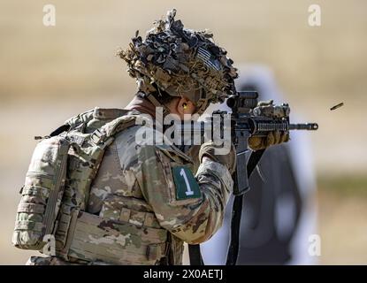 2024 Best Ranger Competition competitors fast rope from a UH-60 ...