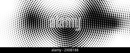 Radial halftone grunge fading texture. Pixelated dot circle line ...