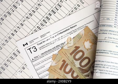 Canadian T3 tax form Trust income tax and information return lies on ...