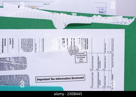 Chappaqua, NY - 9 April 2024: US income tax Form 1099-MISC, documents ...