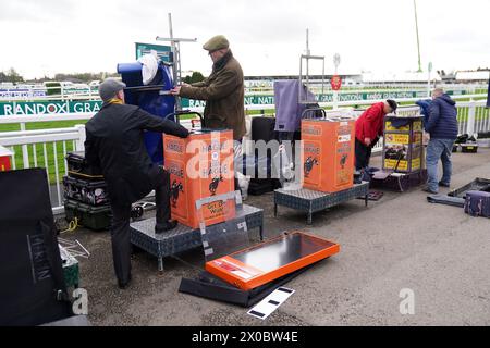 Bookmaker stalls are built ahead of the 2024 Randox Grand National ...