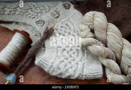 Orkney Boreray sheep hand spun yarn Stock Photo - Alamy