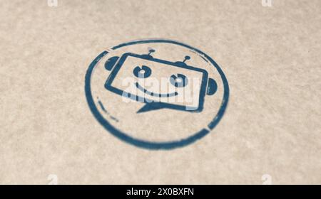 Chatbot ai bot stamp icons in few color versions. Artificial ...