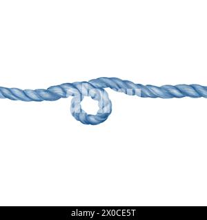 Seamless border loop of nautical rope. Blue and white monochrome color ...