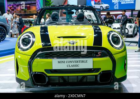 Light green Mini Cooper Convertible exhibition on The 45th Bangkok ...