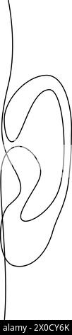 Human ear continuous line drawing. World deaf day simple one single ...