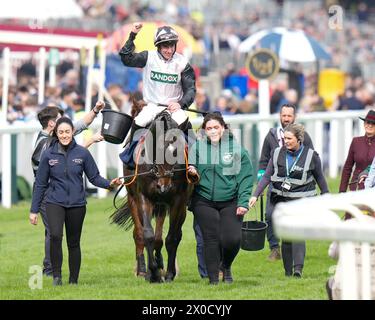 Jack Kennedy after winning the Racing Post Novice Chase with horse ...