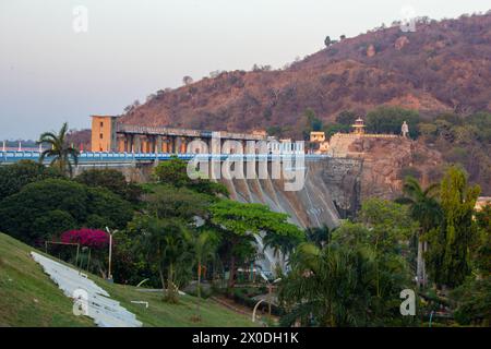 View of the Sathanur dam. Sathanur Dam is one of the major dams in ...