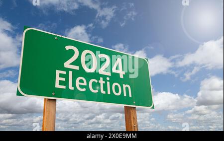 Presidential Election Just Ahead Green Road Sign Over Clouds and Blue ...