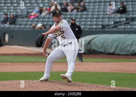 Salt Lake UT, USA. 22nd Apr, 2023. Sale Lake pitcher Davis Daniel (13 ...