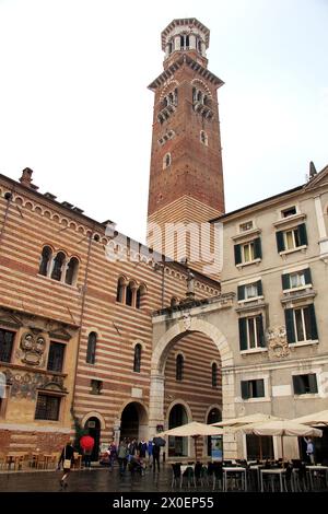 Torre dei Lamberti, Verona's tallest medieval tower, built in 1172, at ...