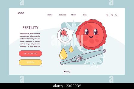 Fertility. Smiley ovum vintage cartoon character visualizes a baby ...