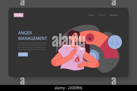 Anger Management concept. A serene figure balances emotion icons ...
