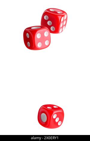 Three red dice in air on white background Stock Photo - Alamy