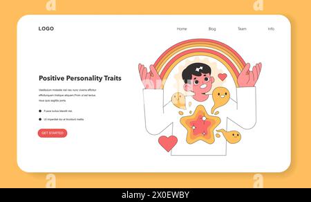 Delightful vector illustration of a character radiating positive ...