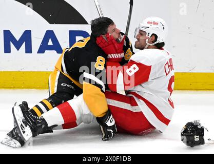 Detroit Red Wings defenseman Ben Chiarot (8) fights with Florida ...