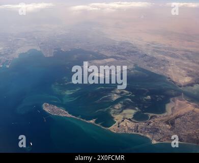 Aerial view of Ras Tanura and the Tarout Bay in Saudi Arabia Stock ...