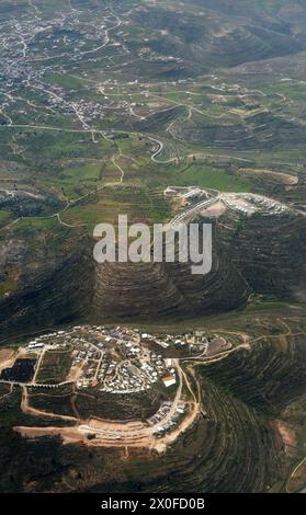 Aerial view of Palestinian villages in the Tulkarm Governorate ...