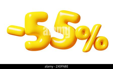 Balloon number minus fifty percent sign for sale concept. 3d render ...