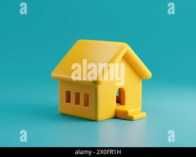 Smilie face house icon emoji 3d render happy Stock Photo - Alamy