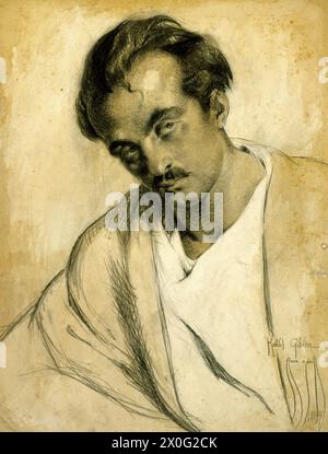 This is a portrait of Kahlil Gibran, the Lebanese-American poet ...
