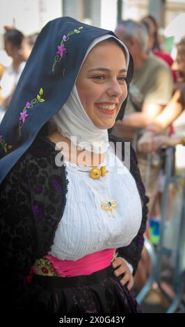 NUORO, ITALY - 2017 JULY 16 - traditional Sardinian dress worn by ...