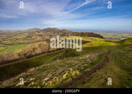 The Malvern Hills from the ramparts of British Camp Iron Age Hillfort ...