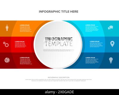 Six items infographic template on dark gray background made from big ...