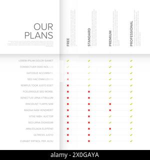 Products features list table template with products or services options ...
