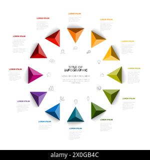 Full year timeline template with all rainbow colored months on a ...