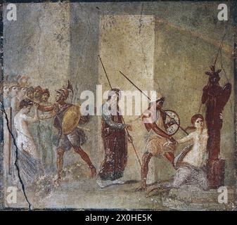 Menelaus captures Helen in Troy, Ajax the Lesser drags Cassandra from ...