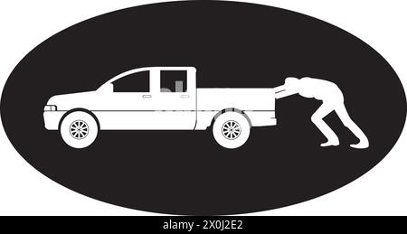 car icon breaking down or pushing car vector illustration flat design ...