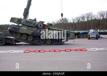 A Leopard 1 main battle tank of the Federal German Army is positioned ...