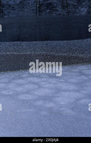Ice formation on a lake, patterns and structures in ice, Germany Stock ...