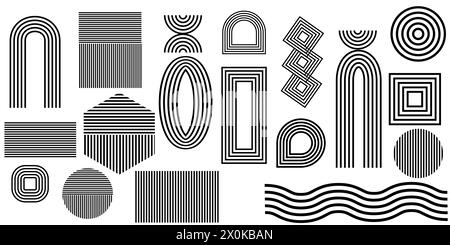 Zen arch set, simple line arch, botanical elements and geometric shapes ...