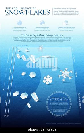 Infographic illustration showing how snowflakes form and how ...